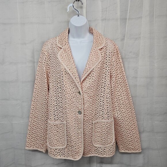 Unbranded | Jackets & Coats | Pink Blazer Coquette Floral Eyelet Sheer ...